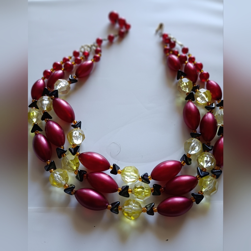 Vintage German Art Deco Maroon Amber Black & Yellow T… - Gem